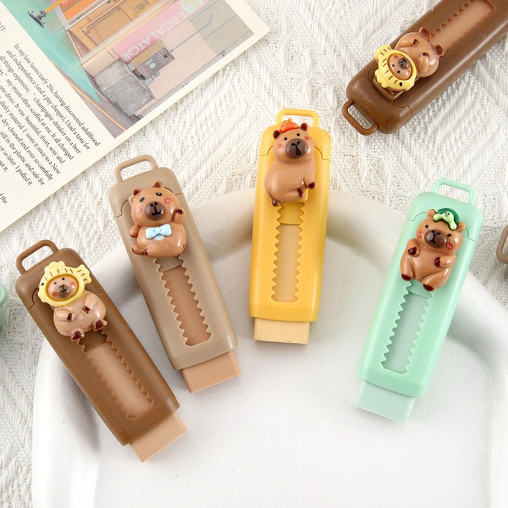 Stationery Retractable Capybara Eraser Wiping Aesthetic Push Pull ...
