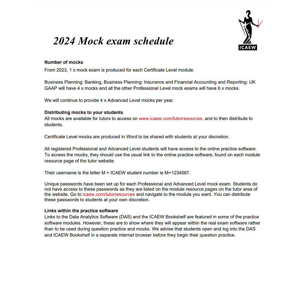 2024 ICAEW MOCK EXAM | Lazada