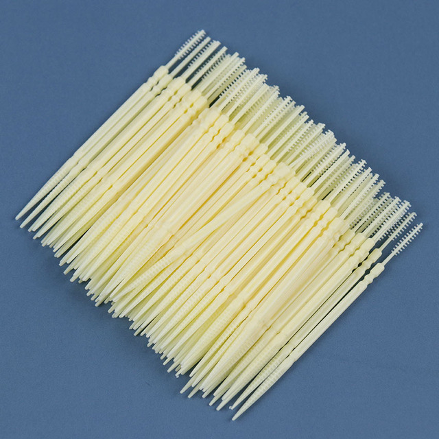 【High-quality】100 Pcs Double-Headed Oral Care Brush Pick Interdental ...