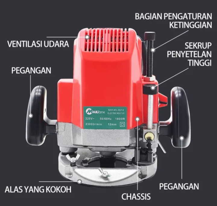 MAILTANK Mesin Router SH145 12mm Profil Kayu BESAR Wood Trimmer SH145 ...