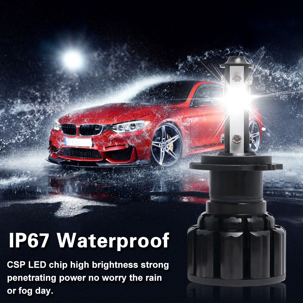 CarTnT 2PCS ไฟหน้ารถไฟหน้า LED H4 H7 H11 H8 H13 9012 H9 HB3 9005 HB4 ...