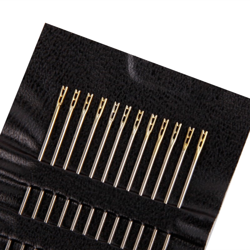 12pcs Self-Threading Sewing Needles Set Assorted Sizes Stainless Steel ...