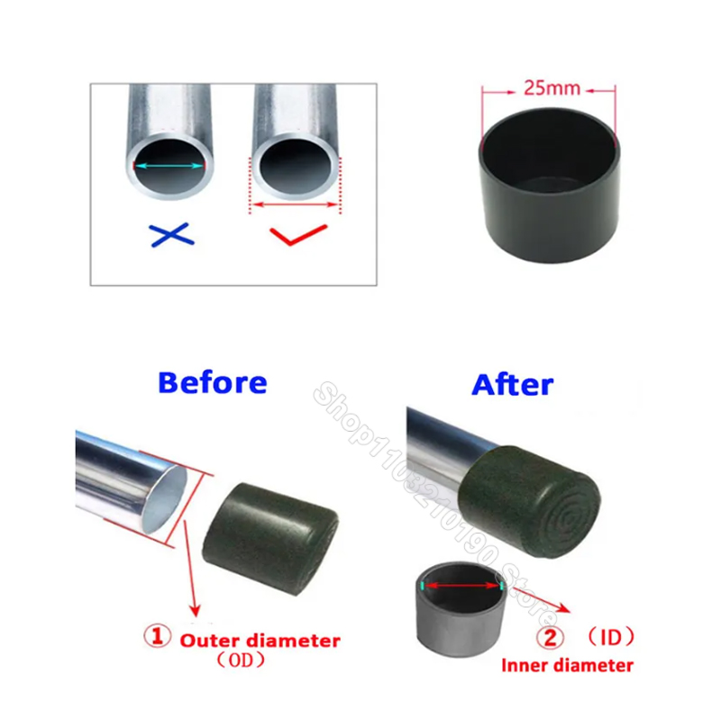Rubber Chair Leg Pad 6/8/10/12/14/16/20/25/30-120mm Furniture Foot ...