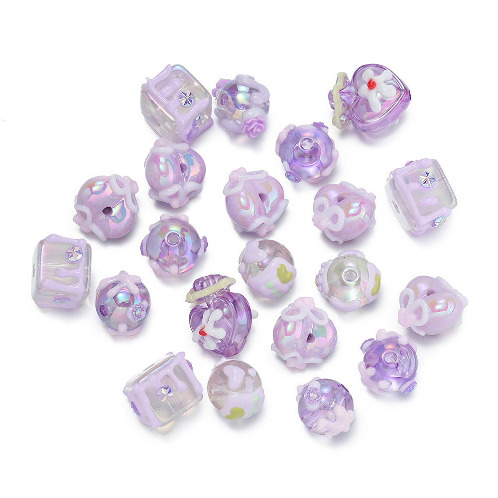 St.kunkka 5pcs Acrylic Cute Bead Random Mix Hand Painted Beads For Diy ...