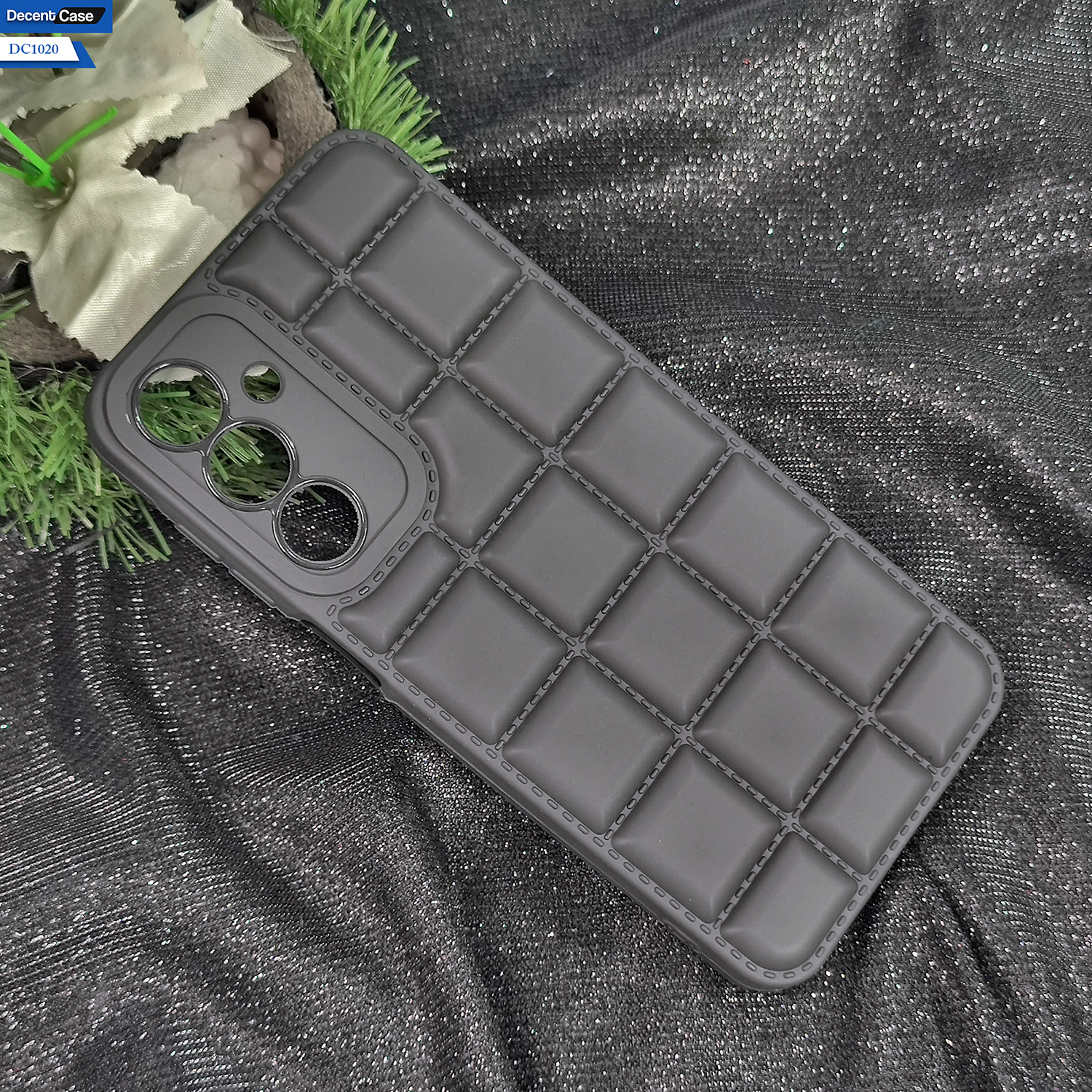 Samsung Galaxy A16 5G Cover - Dark Brown - Cube Puffer design Soft ...