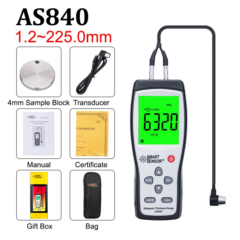Digital Ultrasonic Thickness Gauge Sound Velocity Meter Metal Depth ...