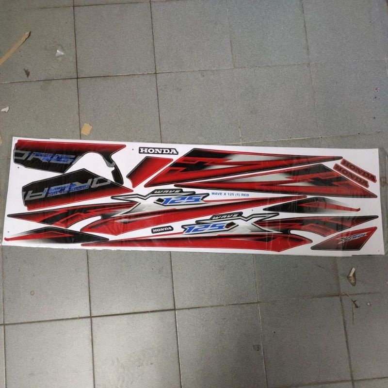Stiker sticker body stripe cover set (1) honda wave125x wave 125x w125x ...