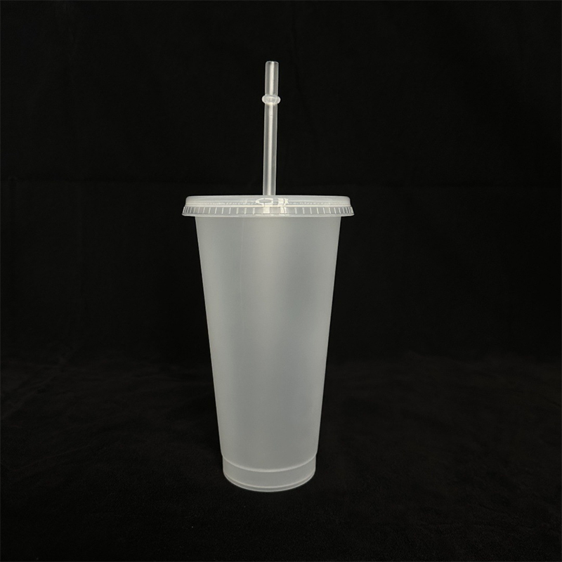 710ml White Straw Cup With Lid Color Change Coffee Cup Reusable Cup ...