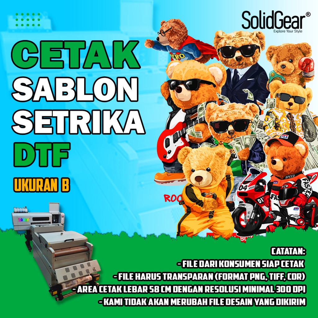 Sablon Setrika DTF Siap Press Cetak Satuan Desain Bisa Custom UKURAN B ...