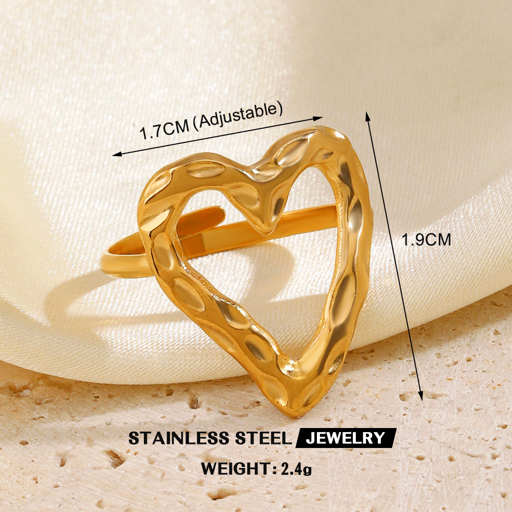 Enacolor Titanium Steel 18K Gold Plated Personality Geometric Heart ...