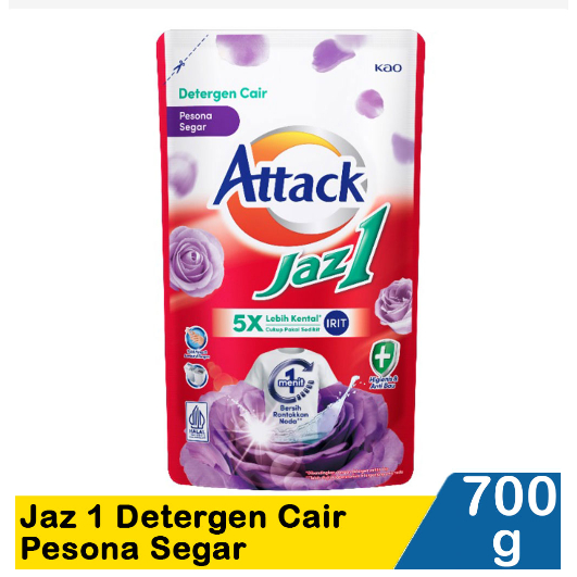 Kao Attack Jaz 1 Detergenl/Detergen Cair Pesona Segar 700G | Lazada ...