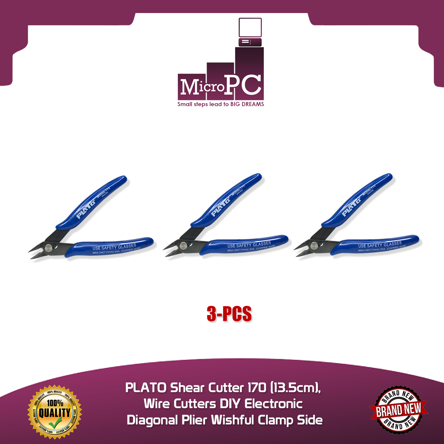 PLATO Shear Cutter 170 (13.5cm), Wire Cutters DIY Electronic Diagonal ...