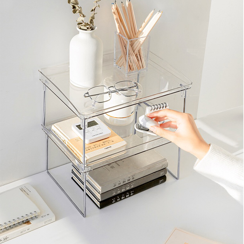 O-KAY Rack Table Transparan Rak Transparan Storage Rack Putih Rack ...