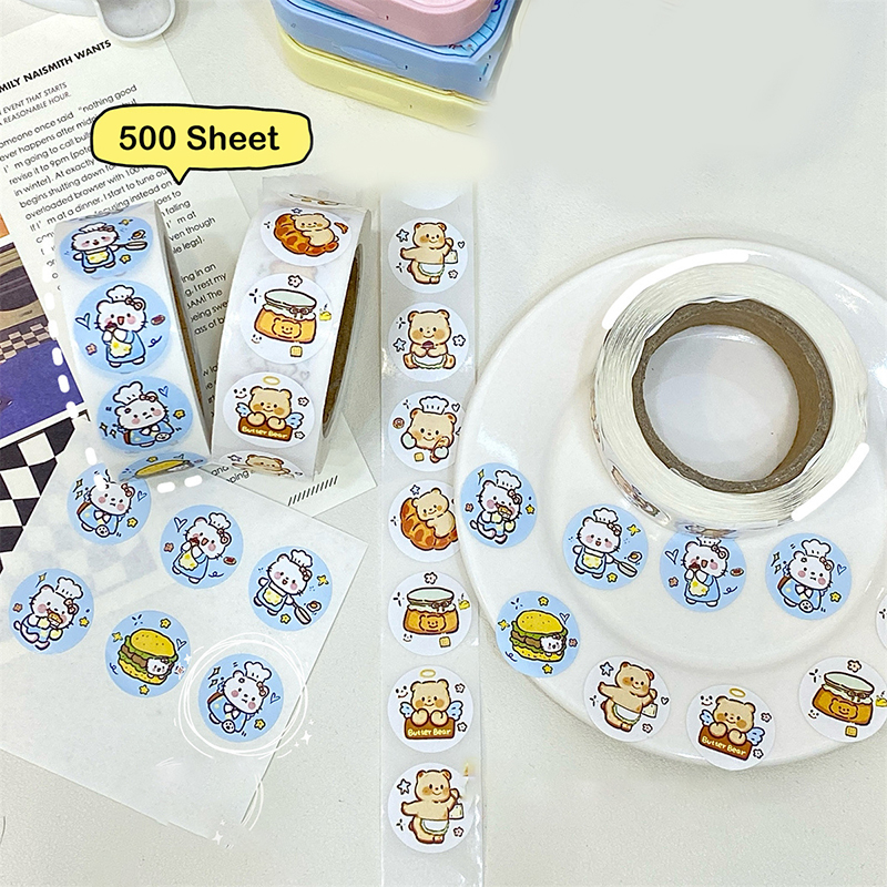 500Pcs/roll Cute Round Seal Stickers Rolls Stickers Graffiti Luggage ...