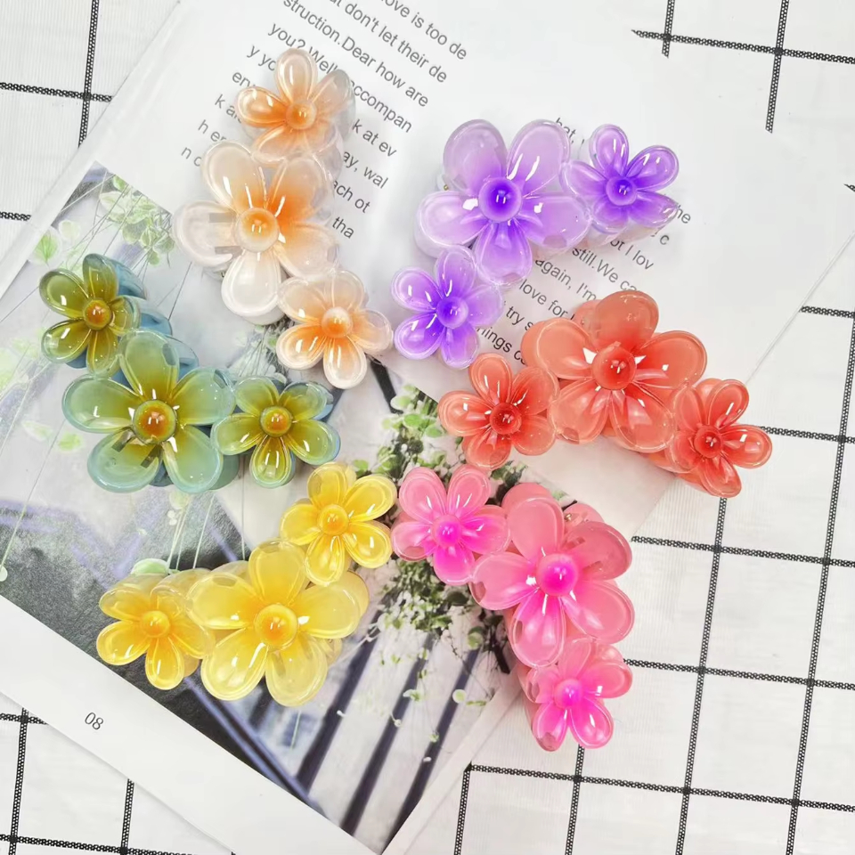 Transparent Colourful Flower Unique Gradient Hair Claw Clips Claws For ...