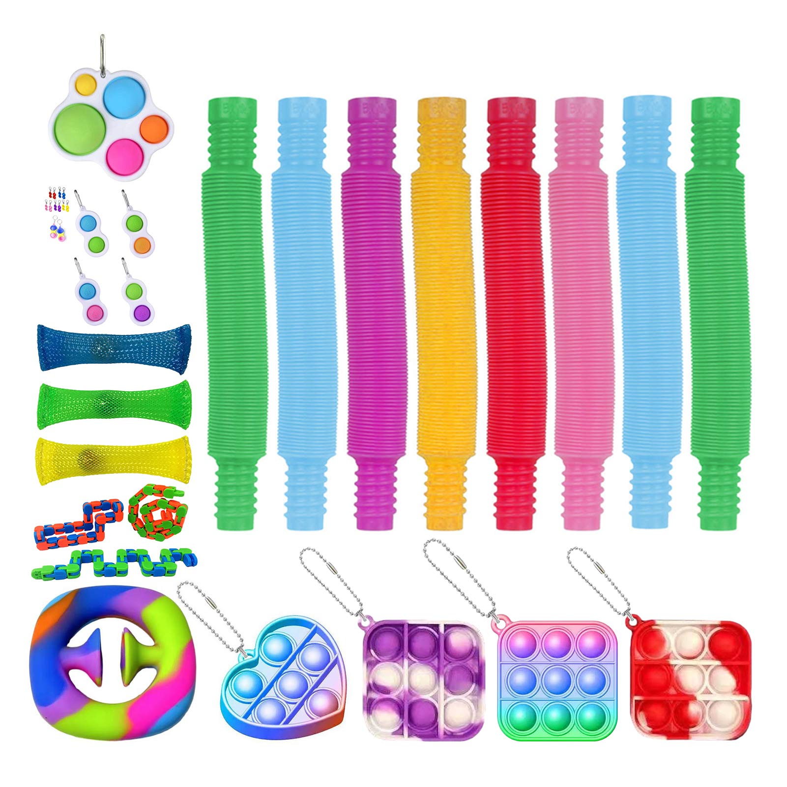 【ClassicNest】Mini Pop Tubes Fidget Toy Stress Relief Sensory Adult ...