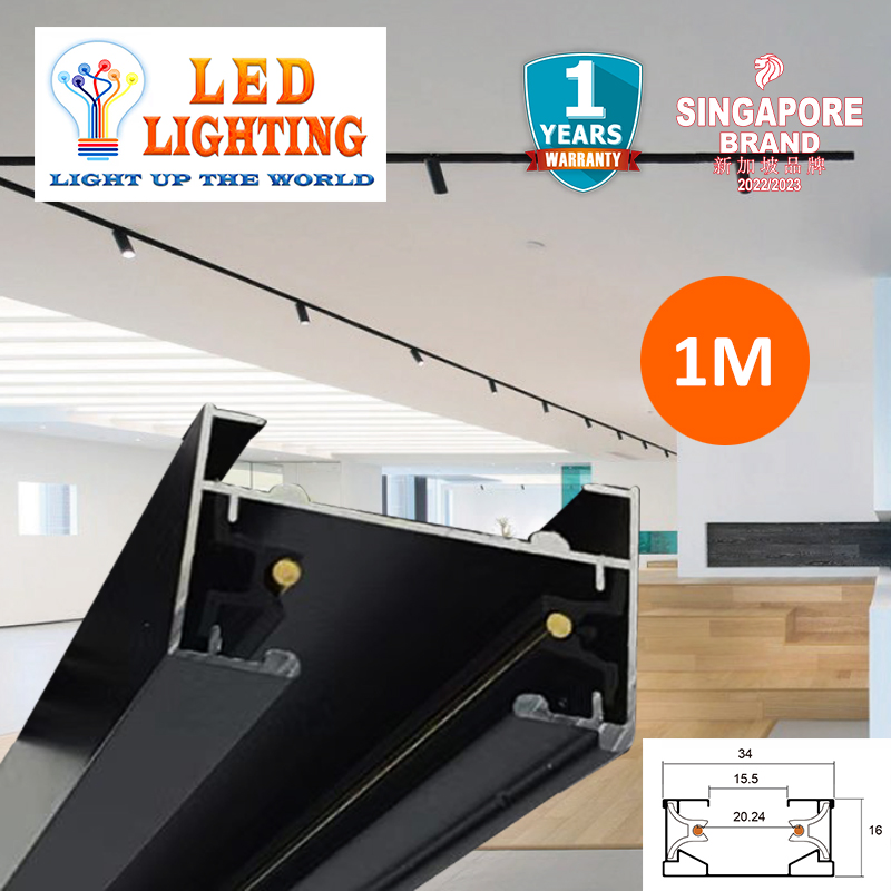 Track Light Rail for Track Light 1M 1.5M 2M 3M 2 Wire Track Light Black ...