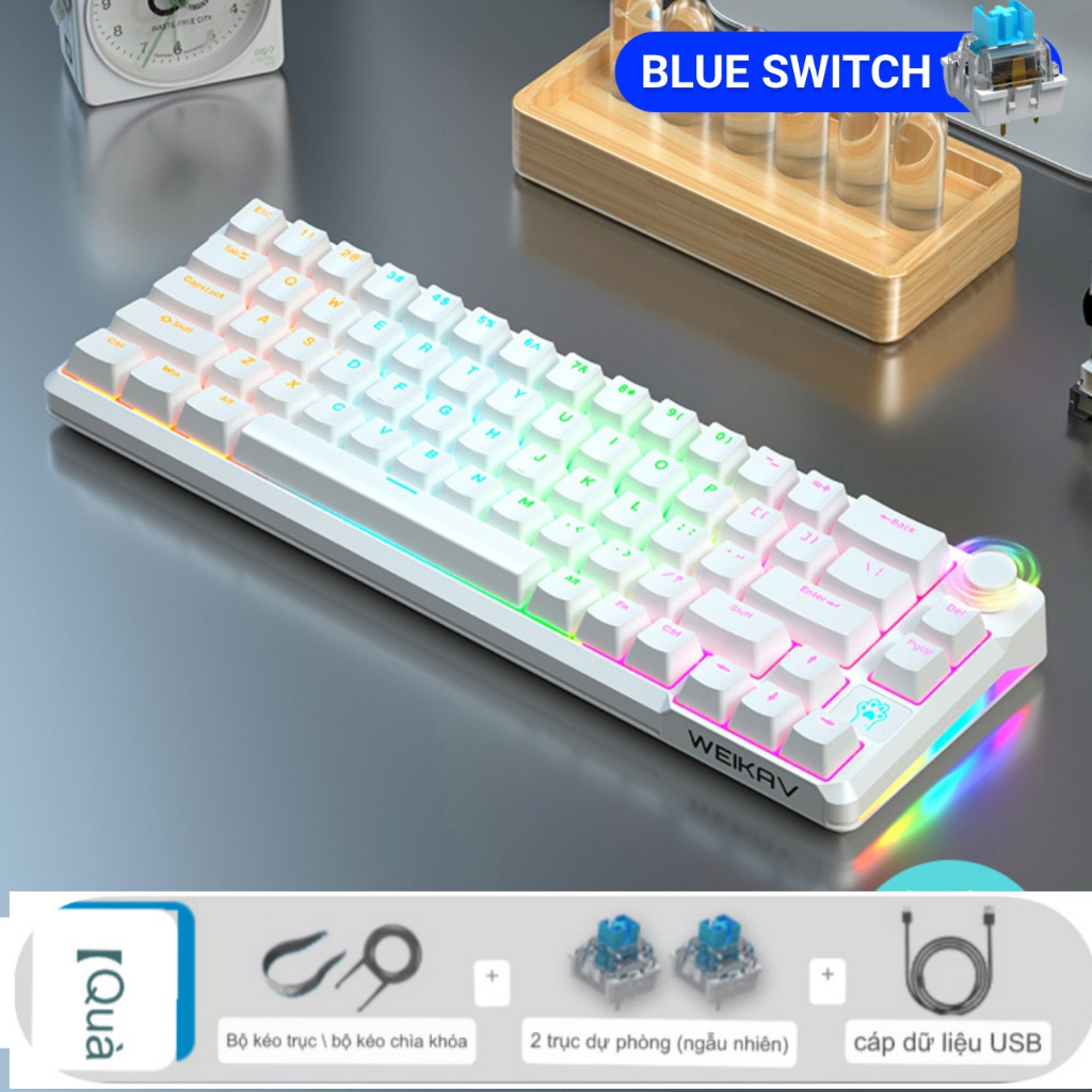 Bàn phím Cơ WEIKAV A68 Hotswap LED 15 Hiệu Ứng Nhỏ Gọn Blue Switch Dùng Cho Máy Tính | Lazada.vn