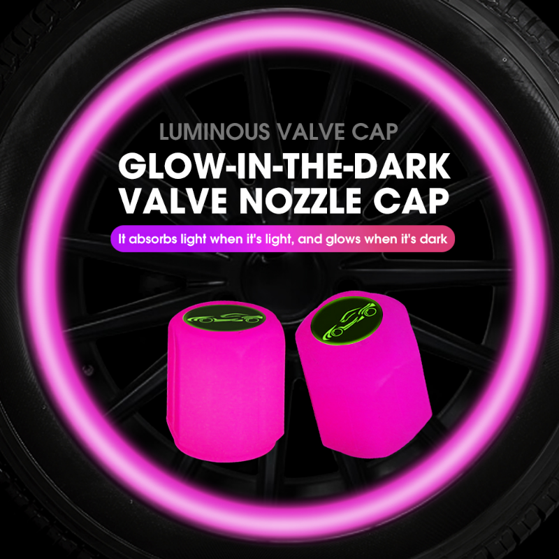 Car Tire Luminous Valve Cap Pink Purple Dustproof Cover Motorcycle ...
