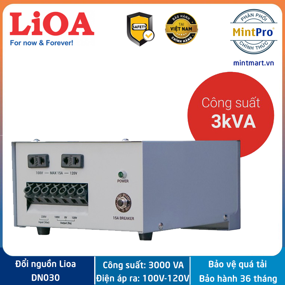 [CHÍNH HÃNG] Biến áp đổi nguồn hạ áp LiOA 3000VA DN030 - Bộ đổi nguồn LiOA 3000VA từ 220V sang ...