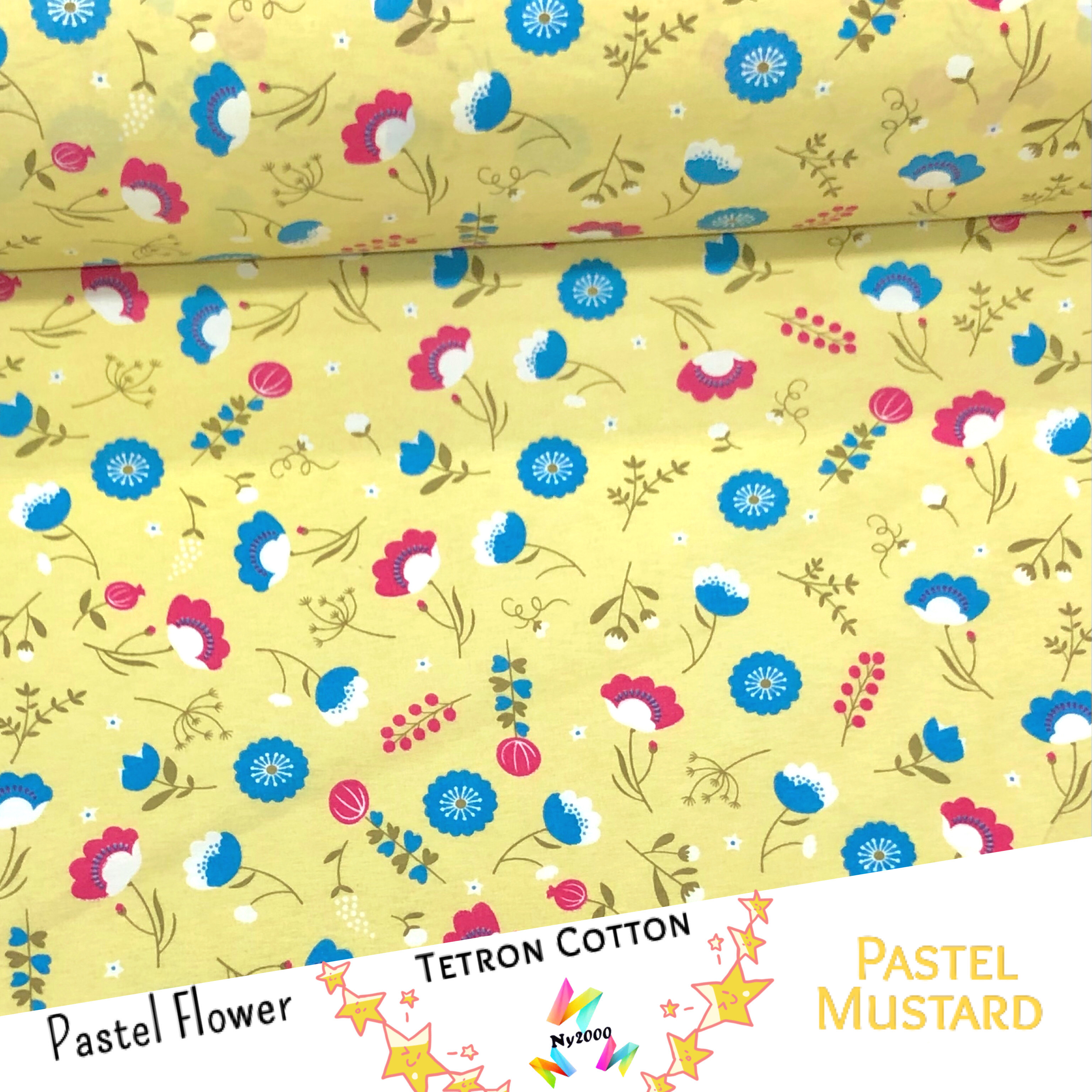 Kain Tetron Cotton TC (Polyester) Corak Bunga Warna Pastel (Bidang 48 ...