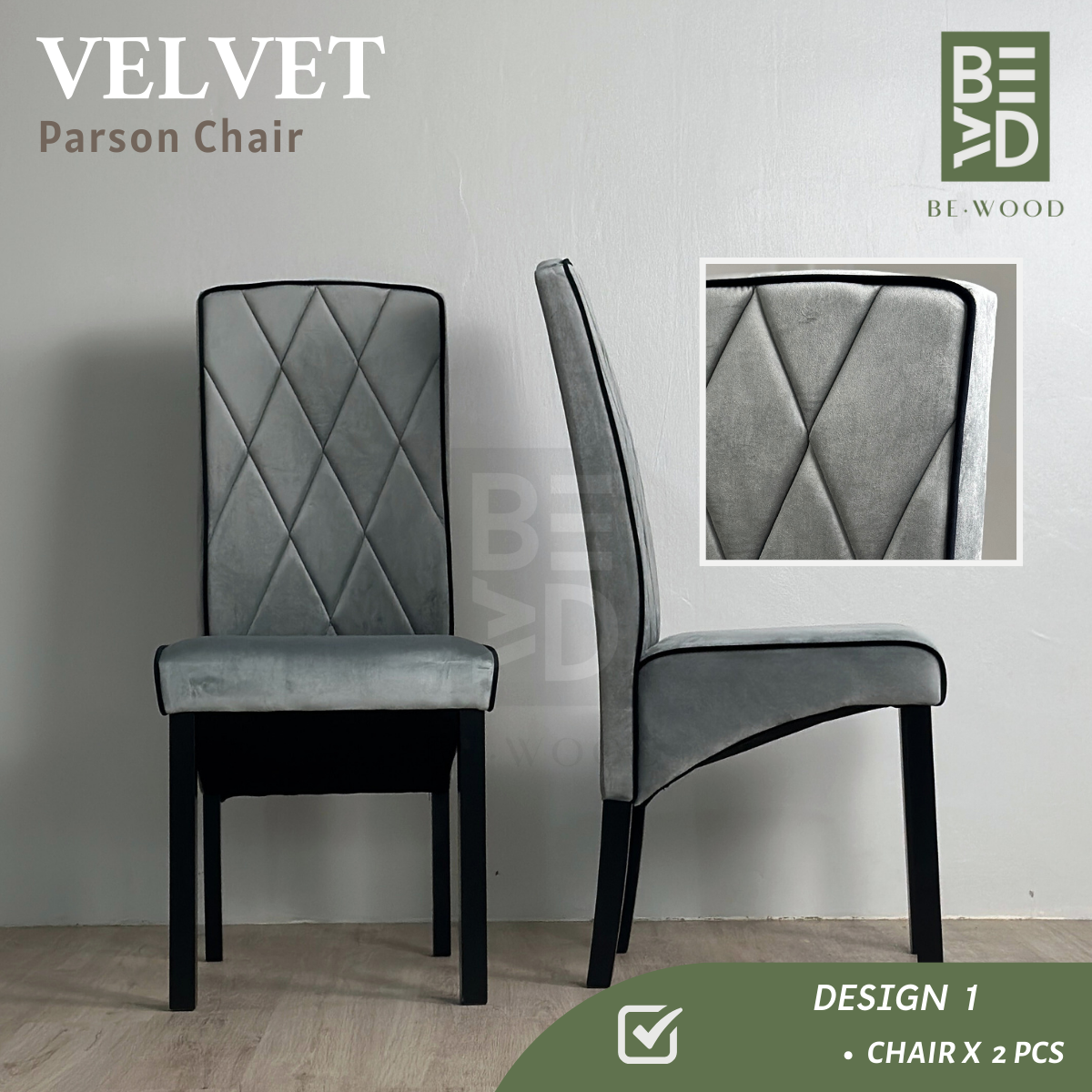 VELVET Parson Chair (2 pcs) Dining Chair Parson Chair Kerusi Makan ...