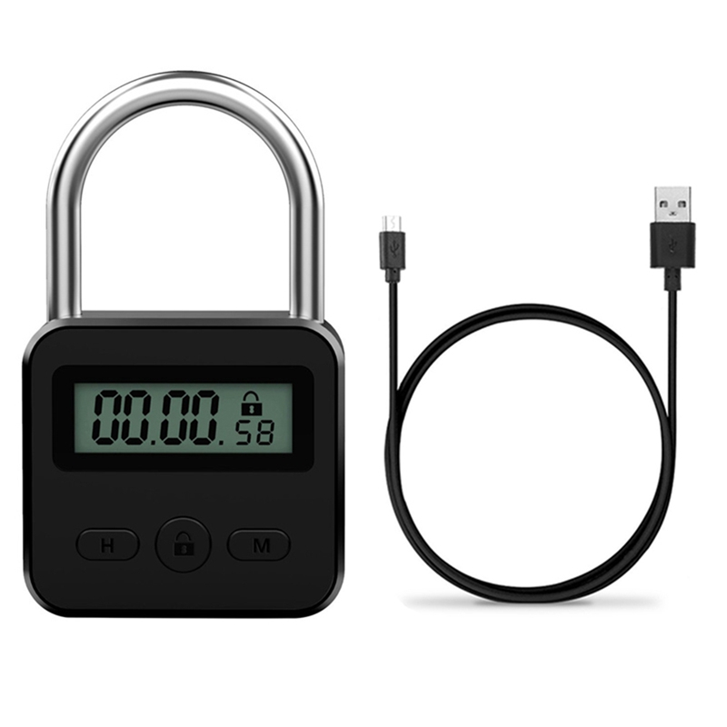 Smart Time Lock LCD Display Electronic Timer Switch USB Rechargeable ...