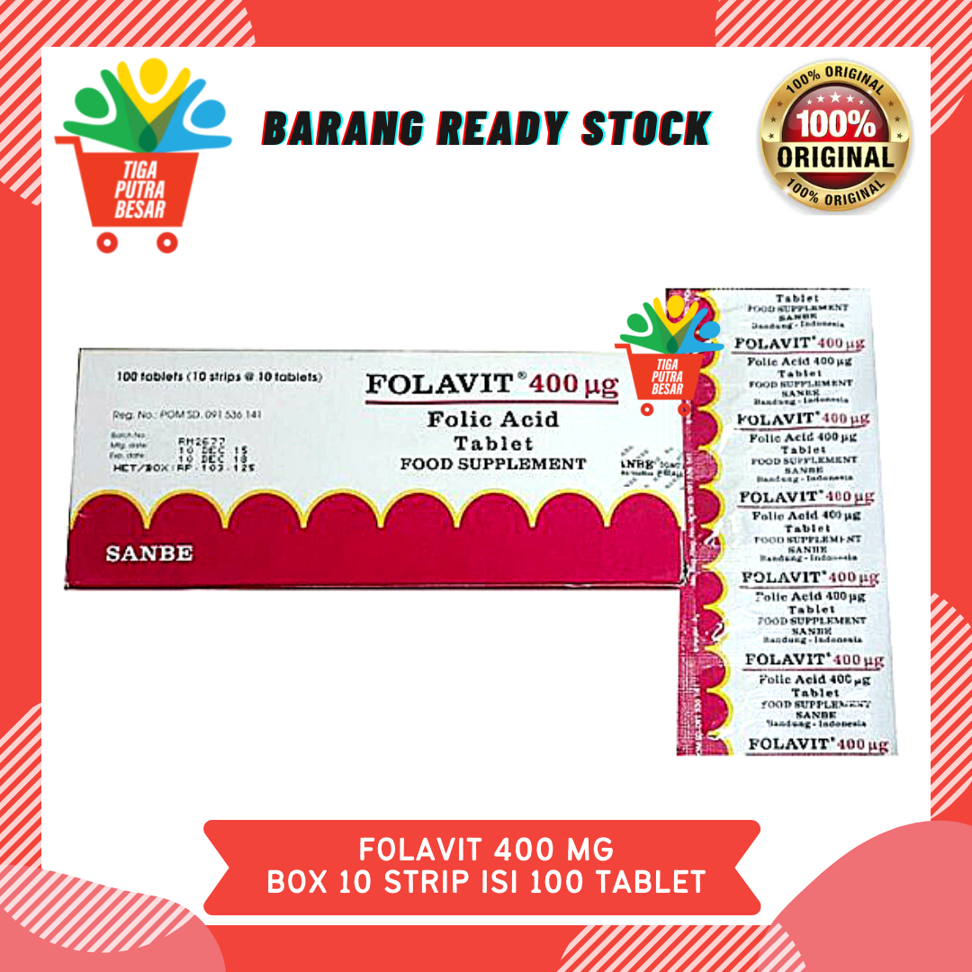 FOLAVIT 400 MG SUPLEMEN MAKANAN BOX 10 STRIP ISI 100 TABLET | Lazada ...