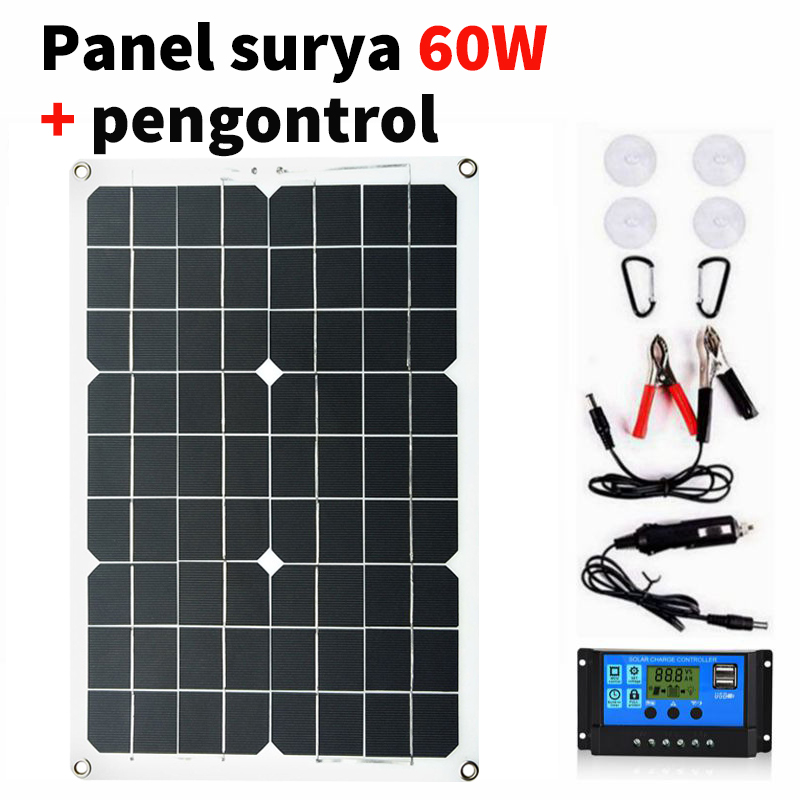 60w/100w Solar Panel Surya Pembangkit Listrik Panel Tenaga Surya 1 ...
