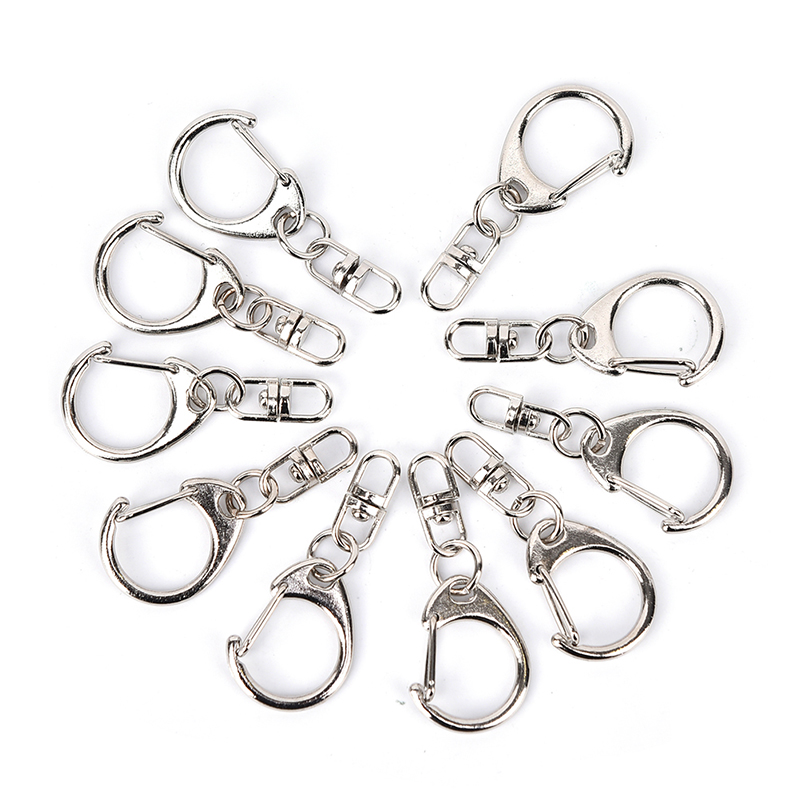 10pcs DIY Polished Silver Keyring Keychain Split Ring Short Chain Key ...