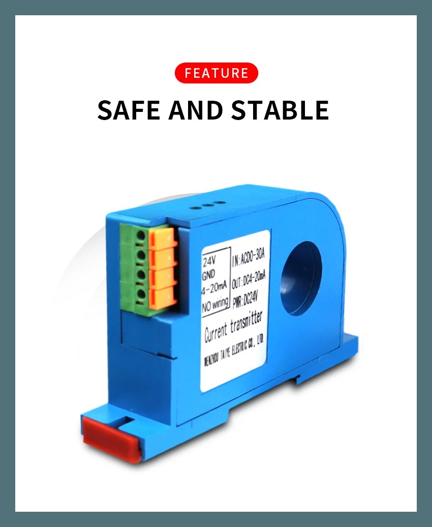 Current Sensor Transmitter Output Input 0-10V 4-20mA Output Transducer Converter DC24V Power ...