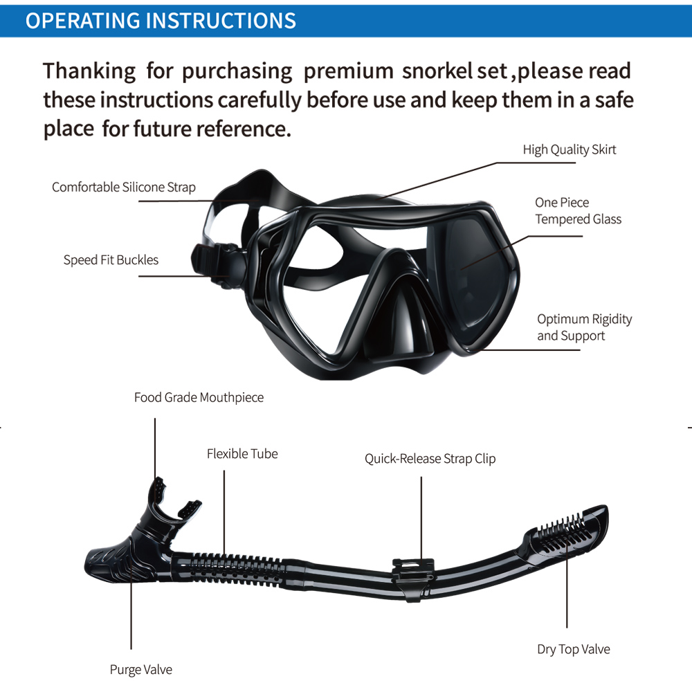 Professional Snorkel Diving Mask and Snorkels Goggles Glasses Diving ...