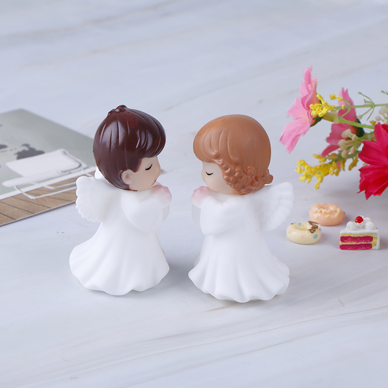 2Pcs Angels Figurines Miniature Well Sculpture Ornament Decoration For ...