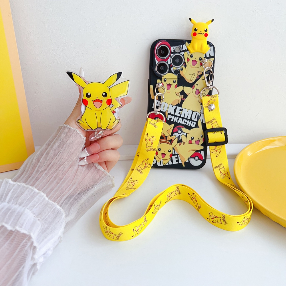 เคสสำหรับ iPhone 11 12 13 14 15 Pro Max 14 15 Plus น่ารักเคสมีขาตั้งสาย ...