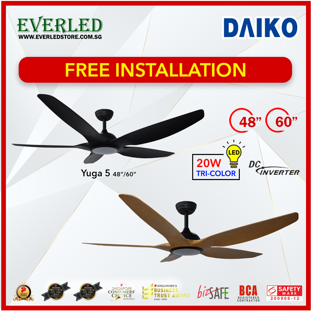 [Free Installation] DAIKO DC Yuga 60" DC Ceiling Fan (with Tri-Color ...