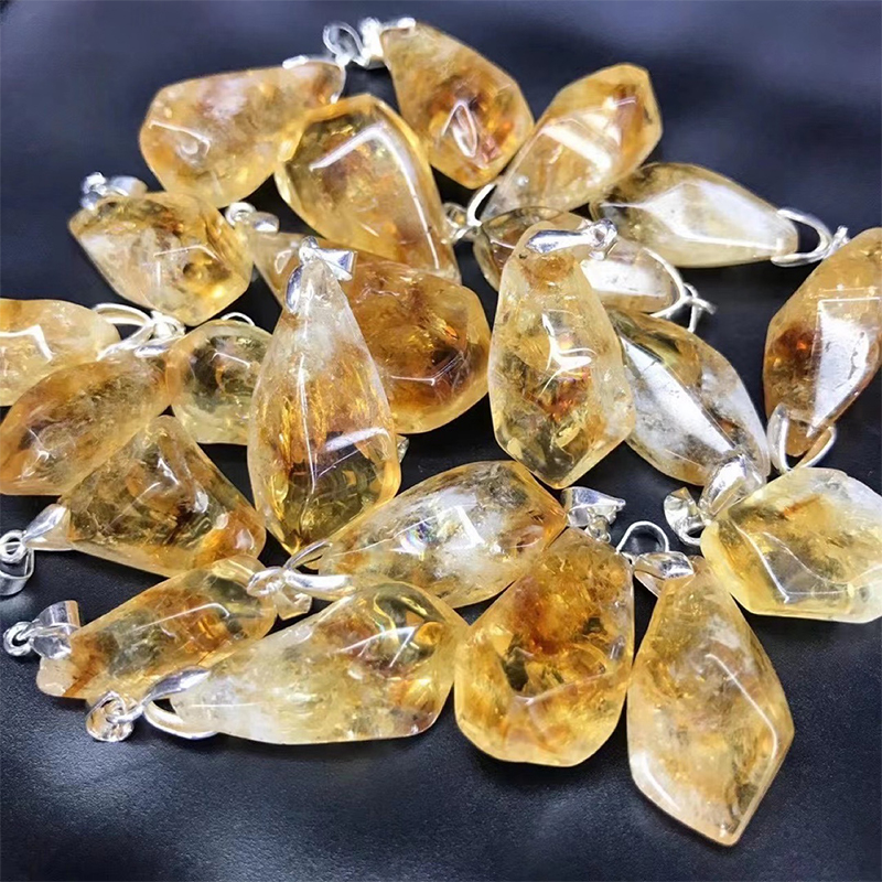 Natural Brazil Citrine Charm Pendant Healing Crystals Enegry Stone DIY ...