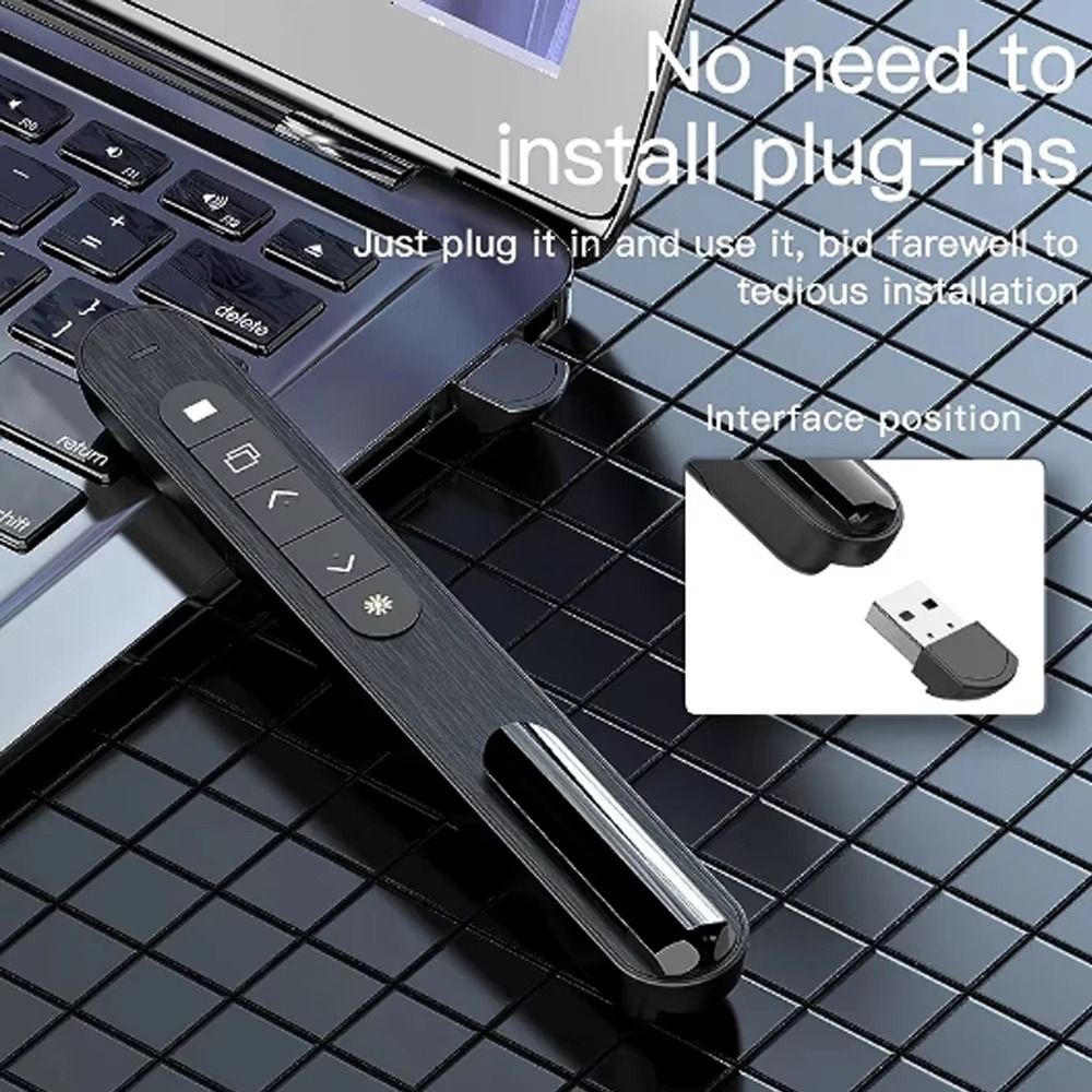Comfortable Grip 2.4GHz Wireless Presentation Clicker Charging Infrared ...