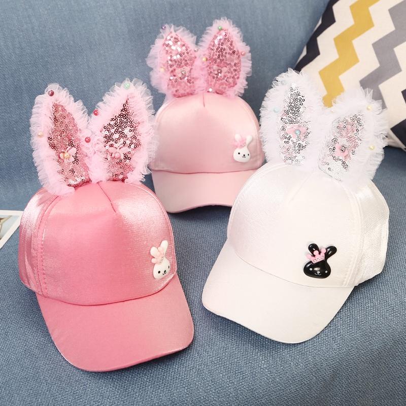 Kids Girls Hat Children Cute Sequins Print Caps Child Adjustable Sun ...