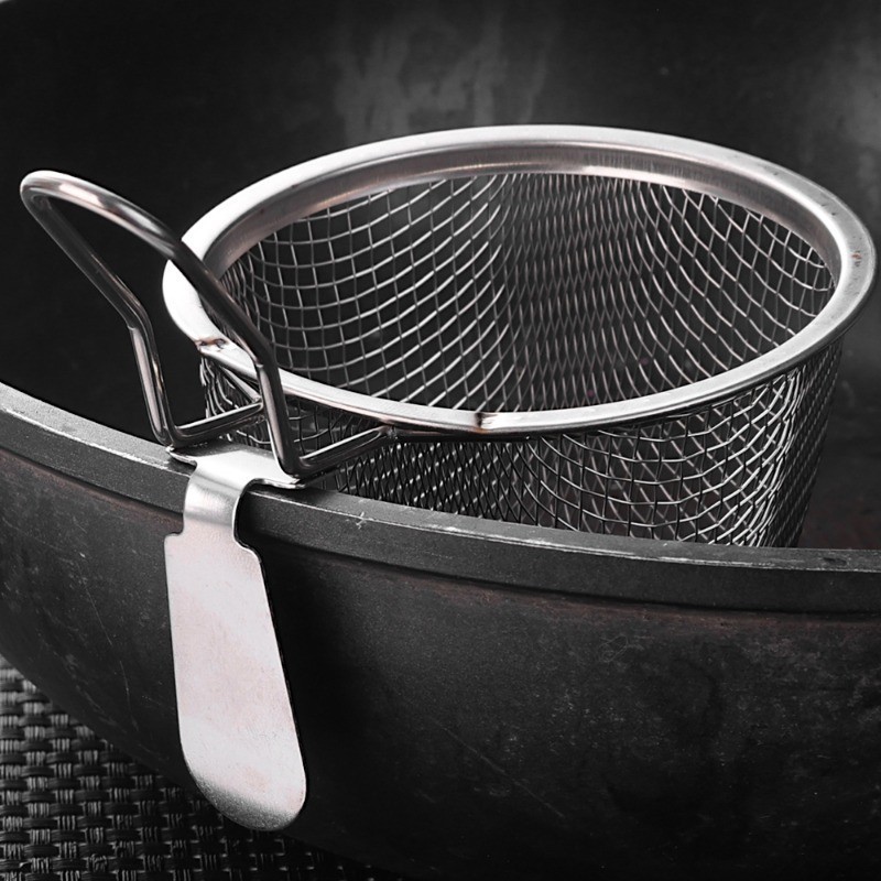Kitchen Stainless Steel Hanging Fine Wire Mesh Food Strainer Hot Frying ...