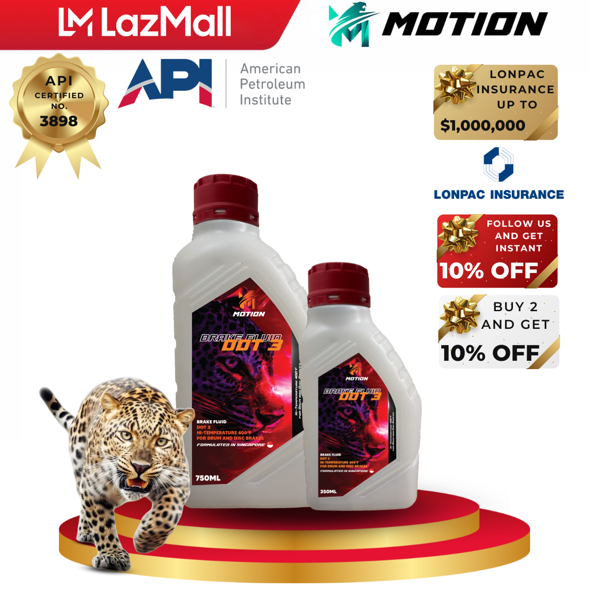 MOTION Super Heavy Duty Hi-Temp BRAKE FLUID OIL DOT 3 (350ML / 750ML ...