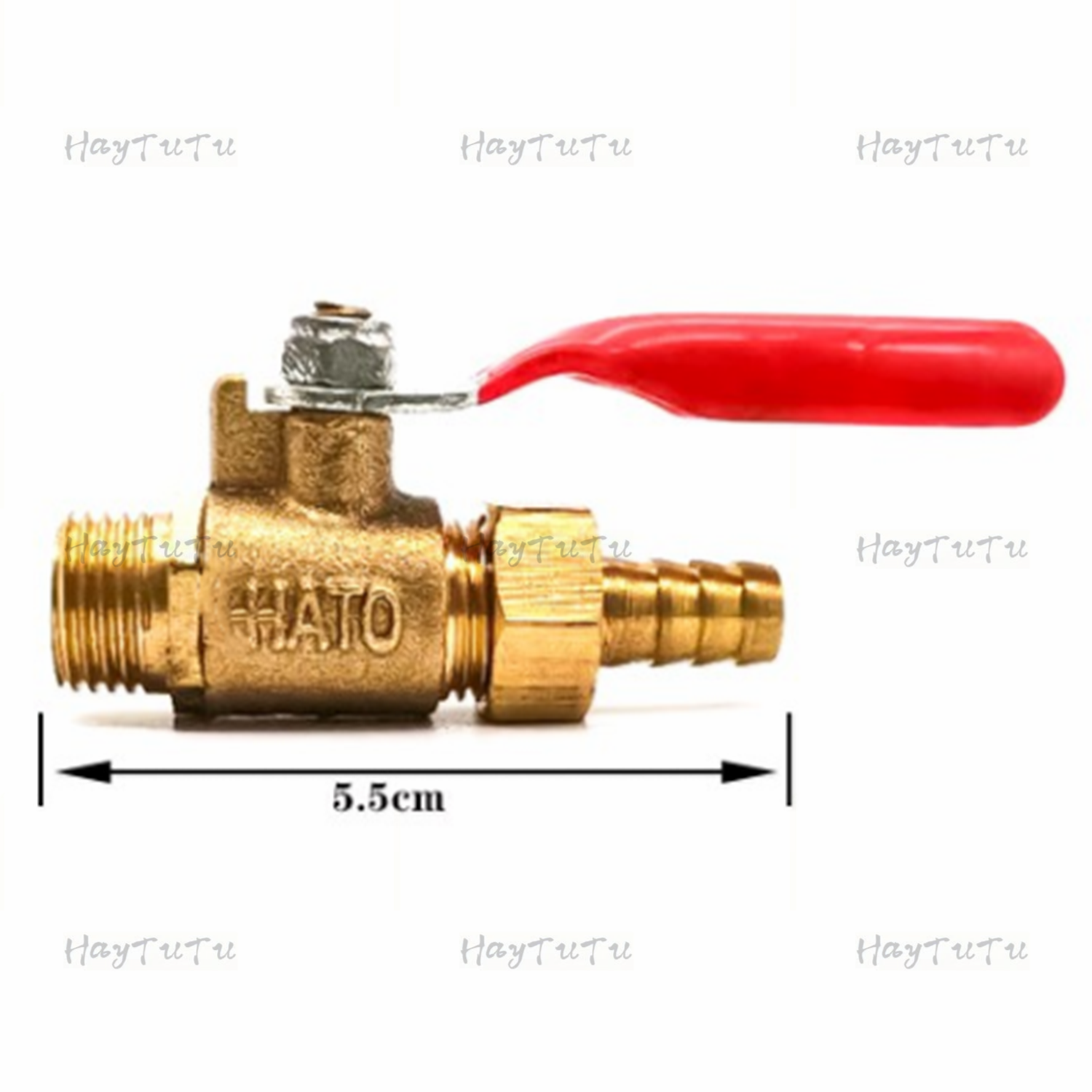 Brass Air Cock red handle tracheal small ball valve outer teeth (1/4 ...