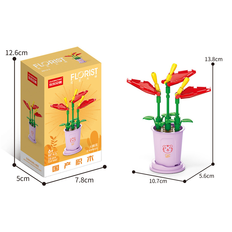 MEKANSM DIY Flower Block Cina Pot Tanaman Buket Blok Bangunan Mainan ...