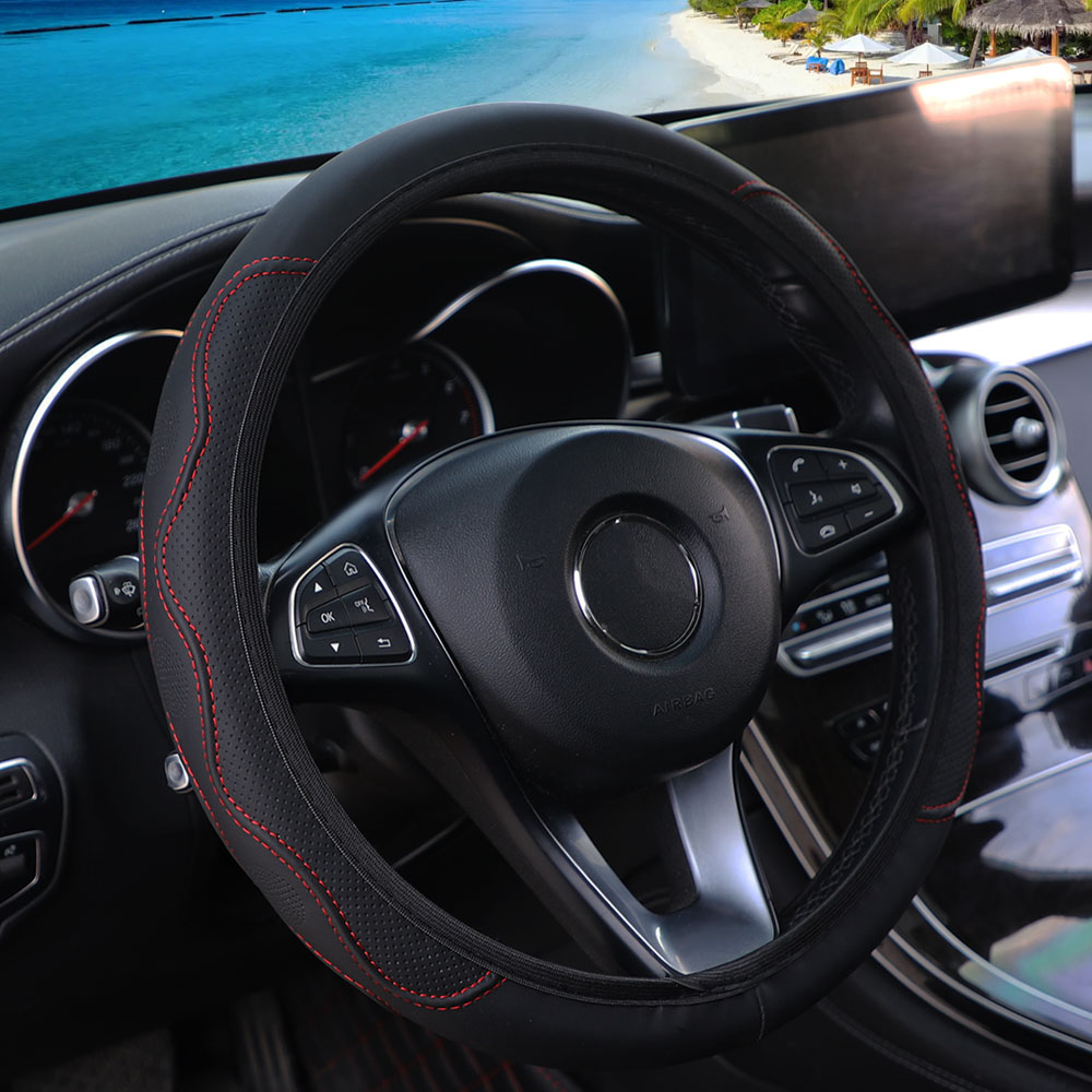 A PU stereo hand sports car without inner rim steering wheel cover fits ...