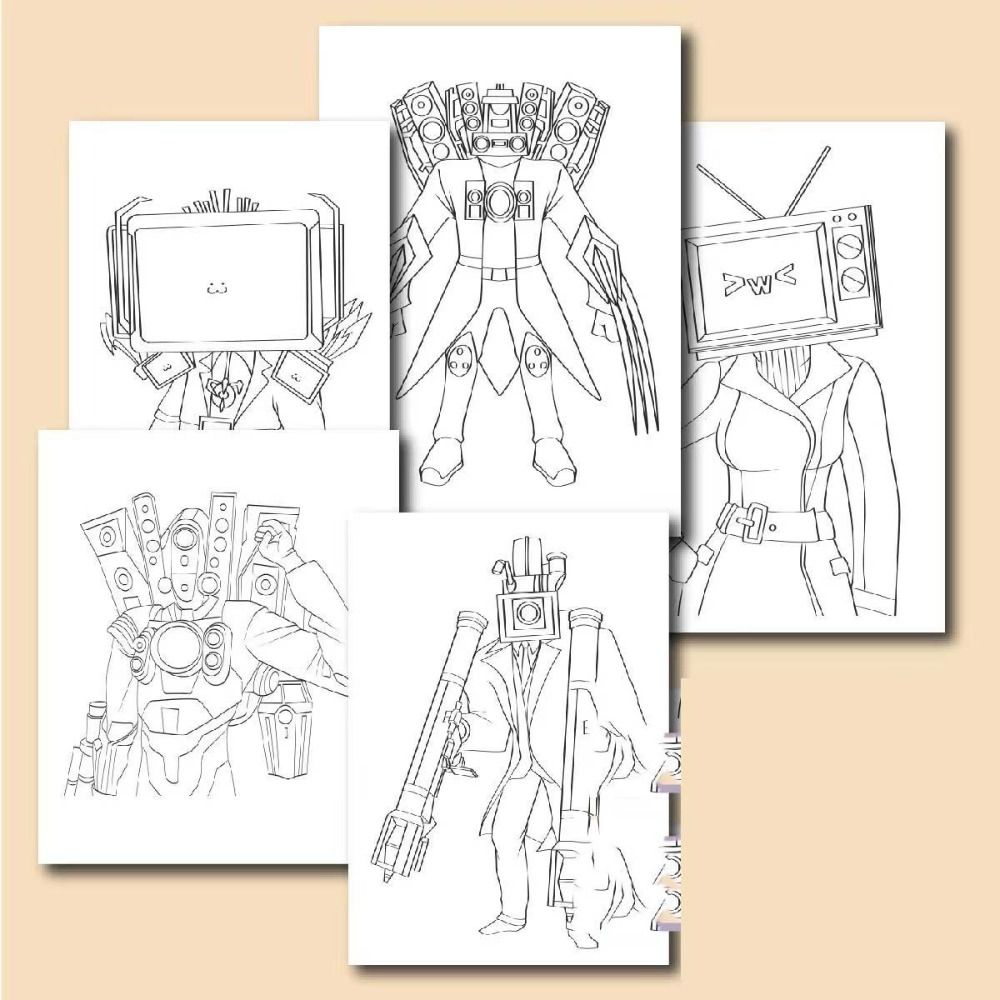 Cartoon Titan TV Man Skibidi Toilet Hand Drawn Book Novice Zero Basic ...