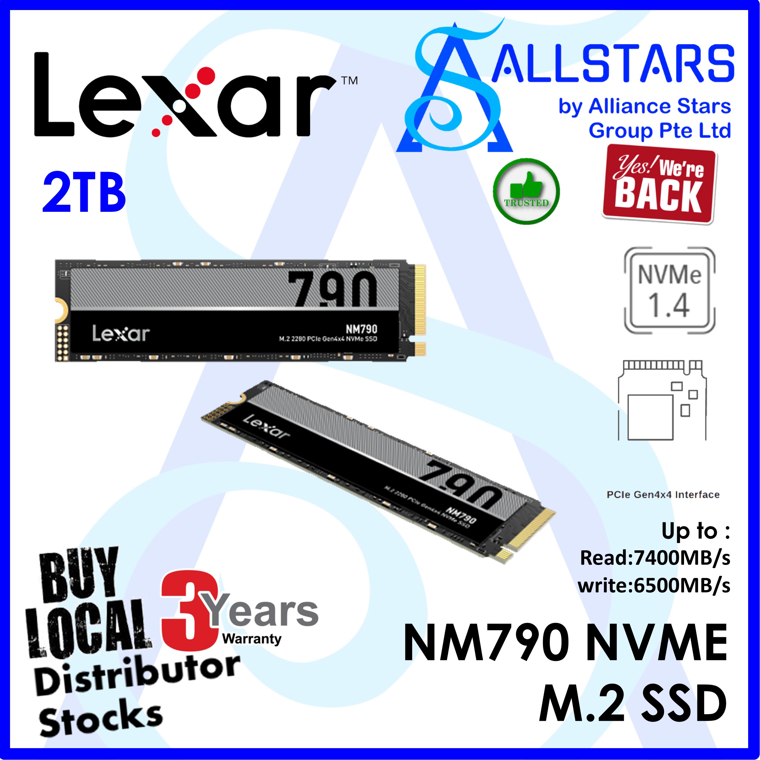 (ALLSTARS : We are Back / DIY Storage Promo) LEXAR NM790 2TB NVME M.2 ...