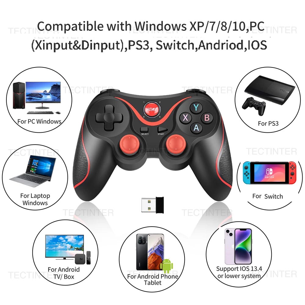 Terios T3 X3 Wireless Joystick Gamepad PC Game Controller for PS3/IOS ...