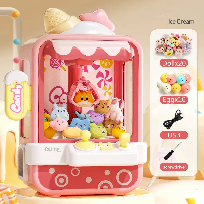 Automatic Mini Claw Machine Toys for Kids Cartoon Coin Operated Play ...