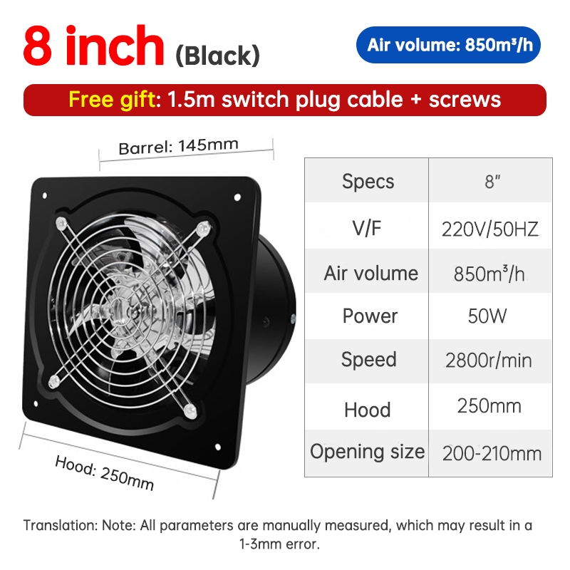 MIDOO Exhaust Fan 4/6/8/10/12 inch Home Oil Fume Exhaust Fan Room ...