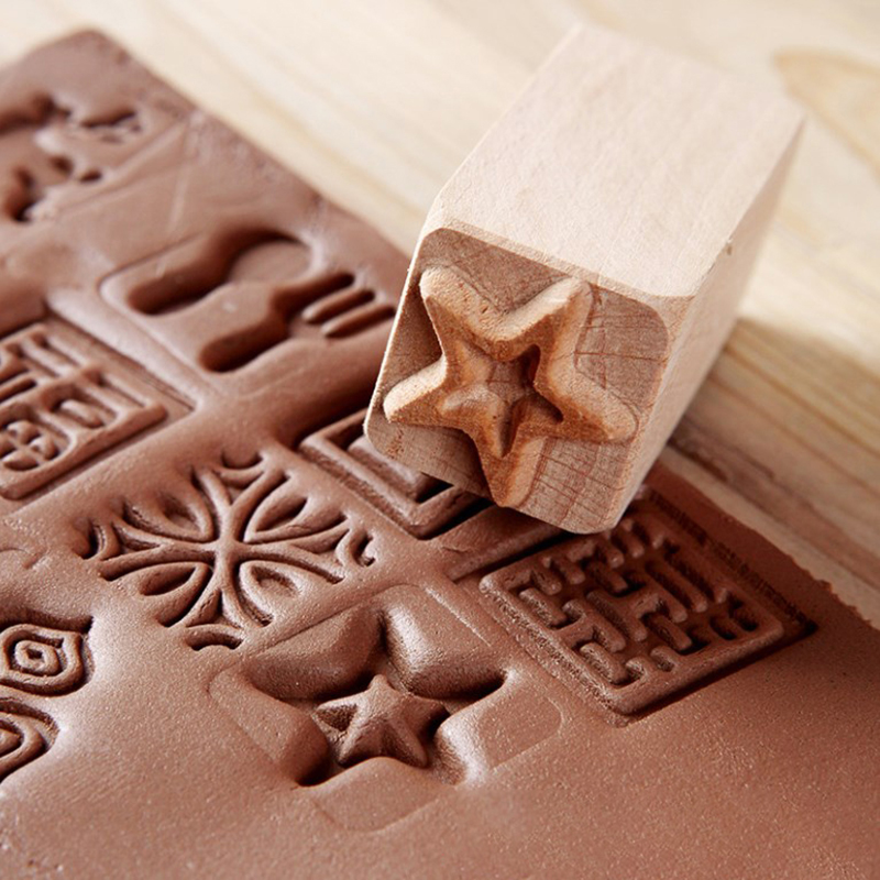 Hand Carved Wooden Stamps Wood Seal for Printing DIY Clay Pottery ...