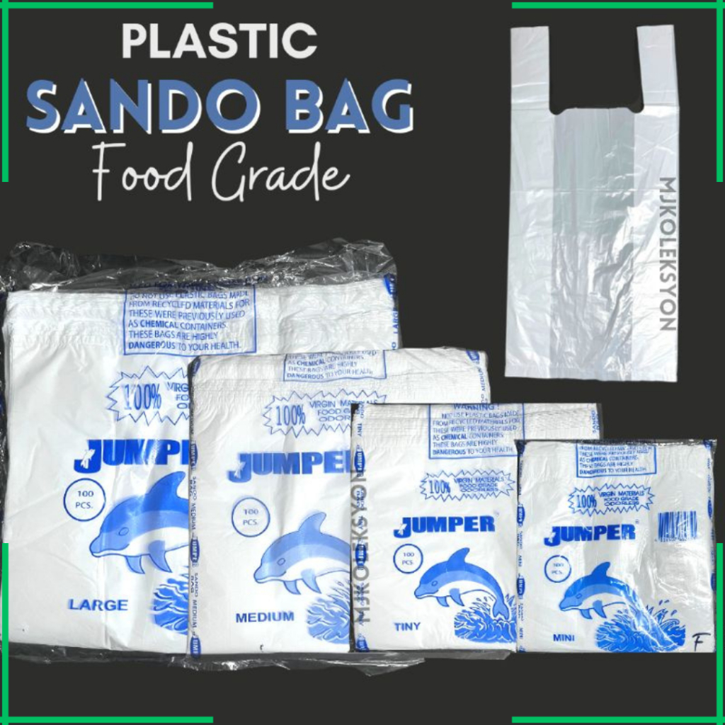 Plastic Sando Bag 100pcs Tshirt Restaurant Food Shopping Takeout Bag MICRO , Mini , Tiny Medium ...